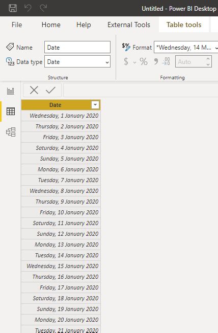 Generate Year Month Day Combinations In Power Bi Report Using Power Query Datetotext Function