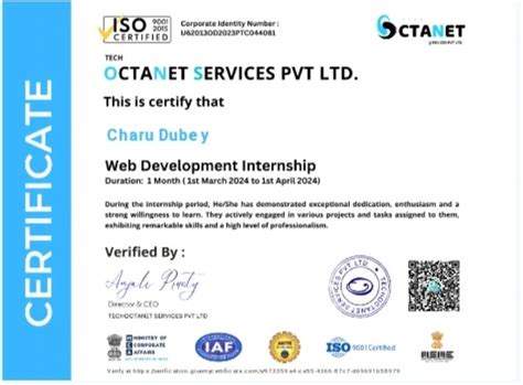 Charu Dubey On Linkedin Internshipcompletion Webdevelopment Octanetpvtltd