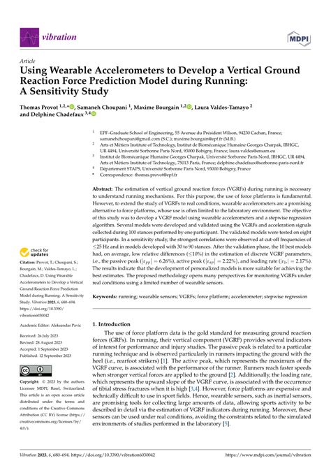 Pdf Using Wearable Accelerometers To Develop A Vertical Ground Reaction Force Prediction Model