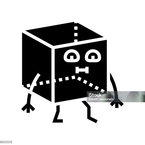 Cube Geometric Shape Character Glyph Icon Vector Illustration Stock