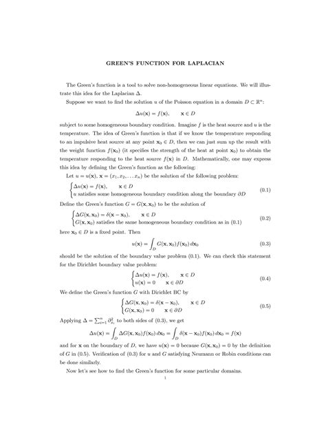Greensfunction N A The Greens Function Is A Tool To Solve Non