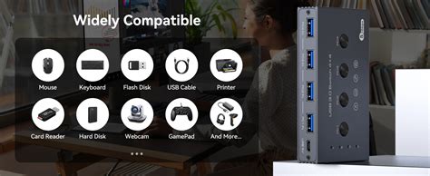 Usb 3 0 Switch Selector 4 Computers Share 4 Port Usb A Devices For Mouse Keyboard