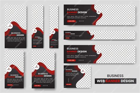 Premium Vector Abstract Banner Design Web Banner Template Set Horizontal Header Red Color Web