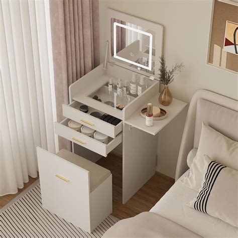 Small Desk Small Lighted Makeup Vanity Desk With Mirror Dressing Table