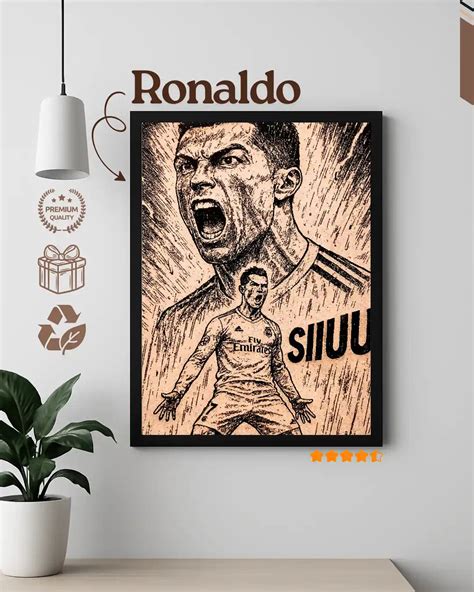 Cristiano Ronaldo Siu Celebration Iconic Goal Wood Poster Woodify