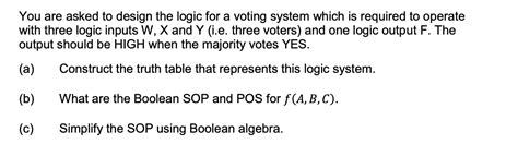 Solved You Are Asked To Design The Logic For A Voting System
