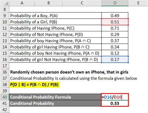 Conditional Probability Formula Example With Excel Template