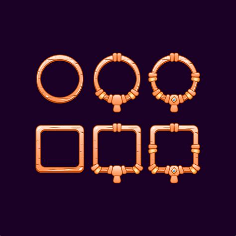 Set Of Game Ui Wooden Frame With Grade For Gui Asset Elements Vector Art At Vecteezy