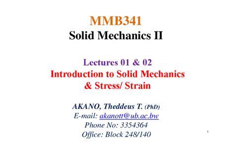 Lecture 1 2 Introduction To Solid Mechanics Stress Strain Lectures 01 02 Introduction To