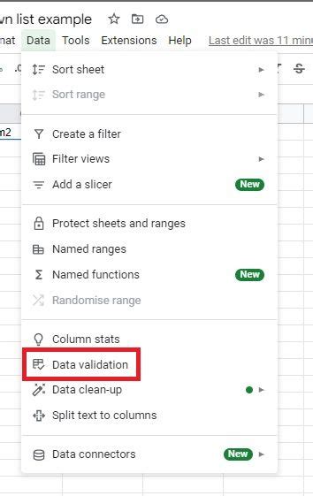 Google Sheets How To Create A Drop Down List In A Cell
