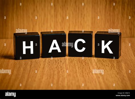 Hack Text On Black Block Stock Photo Alamy