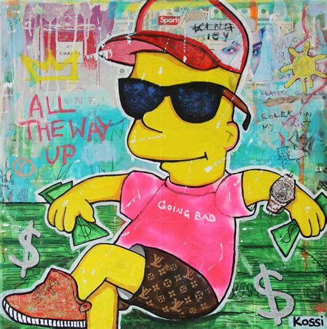Bart Simpson Money By Kristin Kossi Painting Acrylic Lacquer On Canvas Singulart
