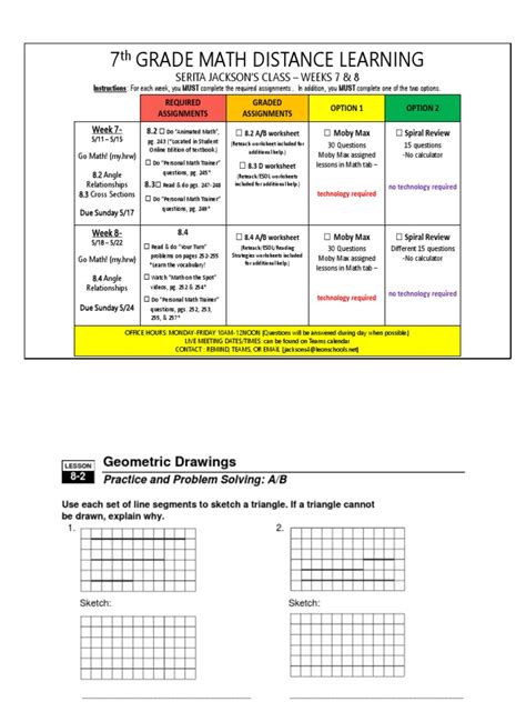 Digital Learning Week 7 8 Agenda Entire Set 7th Grade Pdf Triangle Rectangle