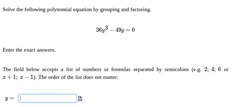 Solved Solve The Following Polynomial Equation By Grouping