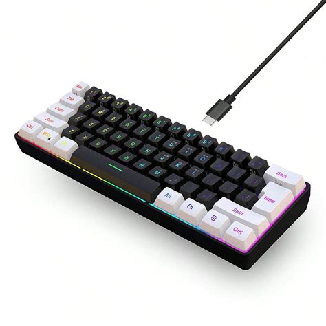 Hxsj 60 Wired Gaming Keyboard 61keys Small Rgb Backlight Membrane Gaming Keyboard Ultra