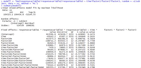 R Interpretation Of Linear Mixed Effects Results With Multiple Response Variables Cross