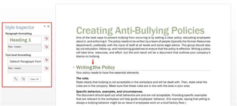 quick style gallery and style inspector in microsoft word training connection