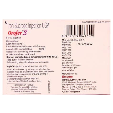 Orofer S Injection 25 Ml Price Uses Side Effects Composition