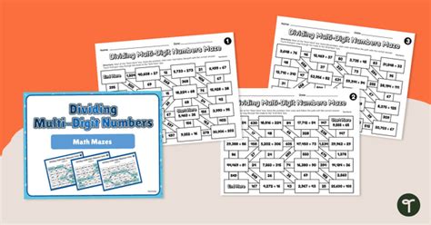 Dividing Multi Digit Numbers Math Mazes Teach Starter