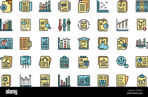 Business Report Icons Set Outline Set Of Business Report Vector Icons
