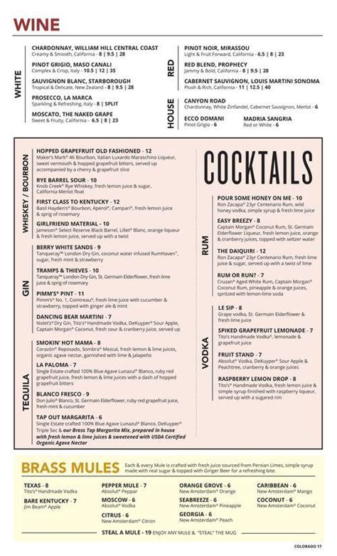 The Brass Tap Menu In Kalispell Montana Usa