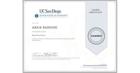 Completion Certificate For Data Structures Araik Barouni