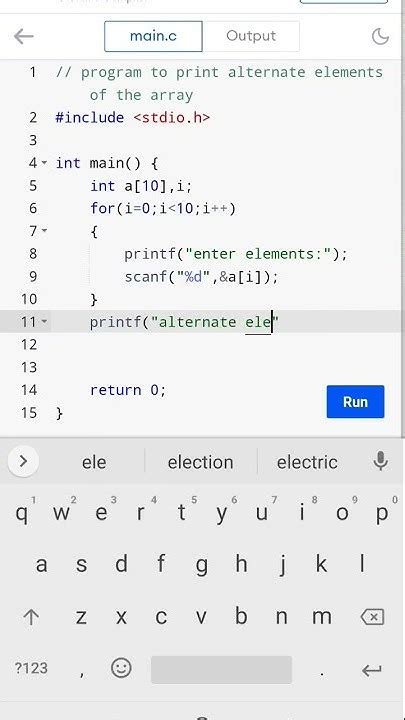 program to print alternate elements of the array cprogramming codingguru youtubeshorts😎 youtube