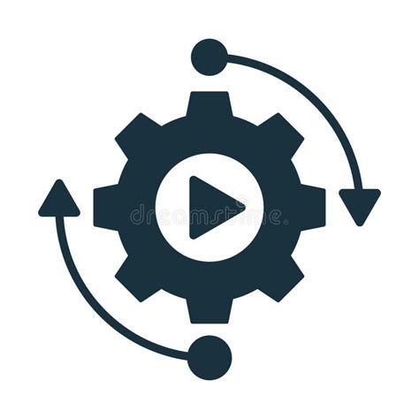 Automation Process Gear With Play Button And Rotating Arrows Representing Workflow Optimization