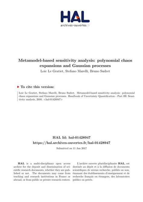 Pdf Metamodel Based Sensitivity Analysis Polynomial · Metamodel Based Sensitivity Analysis