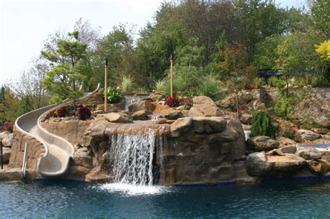 Pool Waterfall And Slide Piscina Cleveland De Enviroscapes Houzz