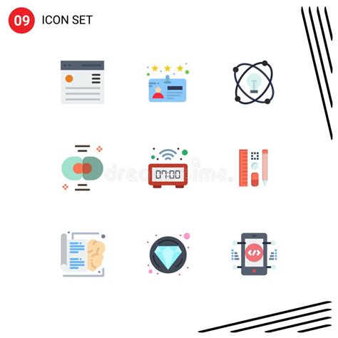 User Interface Pack Of 9 Basic Flat Colors Of Clock Chemistry Idea