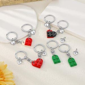 Personalized Initial Heart Keychain Basic Brick Heart Keychain Set