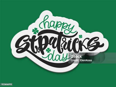 행복 한 성 패 트 릭의 날 로고의 벡터 그림 손 아일랜드 축 하 디자인 스케치 맥주 축제 글자 인쇄 술 아이콘입니다 손 낙서 서 예에 작성 됩니다 3d Papercut