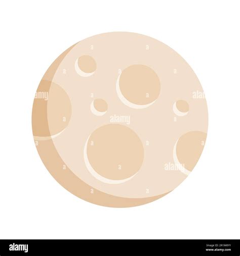 Vector Illustration Of The Full Moon With Lunar Craters Space Object Satellite Halloween