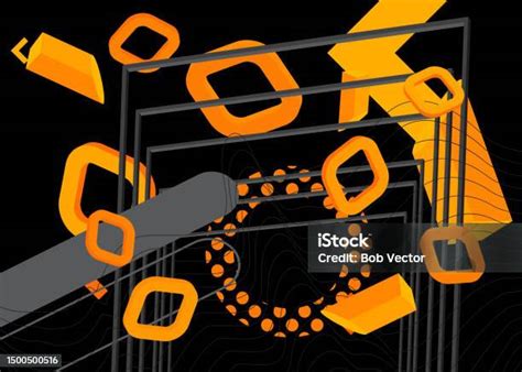 검정색과 주황색 무작위 기하학적 어두운 단순한 최소 배경 복고풍 그래픽 기하학적 모양 바쁜 빈티지 포스터 배너 표지 디자인 템플릿 가리기에 대한 스톡 벡터 아트 및 기타