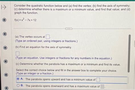 Solved Consider The Quadratic Function Below And A Find Chegg