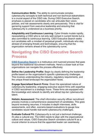CISO Executive Search Matching Leadership To Cybersecurity Challenges Pdf