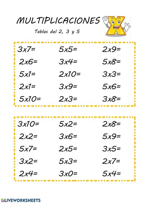 repaso de las tablas del 2 3 y 5