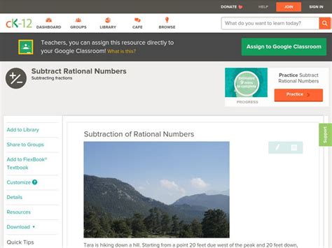 ck 12 arithmetic subtraction of rational numbers unit plan for 6th