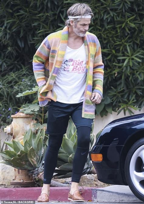 Chris Pine Steps Out In Rainbow Sweater And White Headband While Leaving Dance Studio In Los