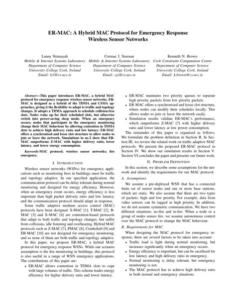 Pdf Er Mac A Hybrid Mac Protocol For Emergency Response Wireless