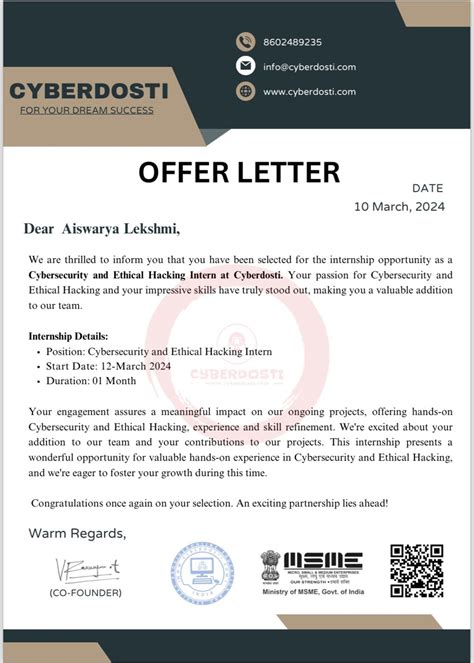 Aiswarya Lekshmi On Linkedin Cybersecurity Ethicalhacking Internship Cyberdosti