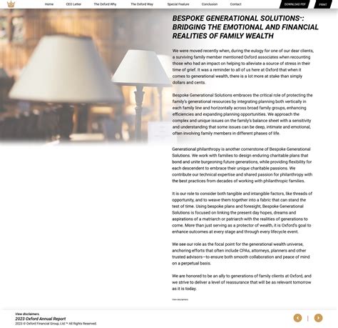 Bespoke Generational Solutionssm Oxford Financial Group Annual Report