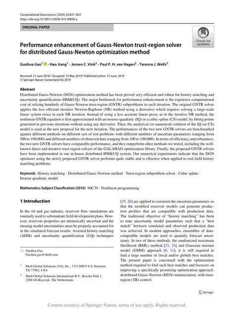 Performance Enhancement Of Gauss Newton Trust Region Solver For