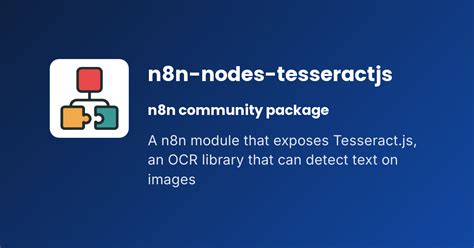 N8n Nodes Tesseractjs N8n Community Package Ncnodes