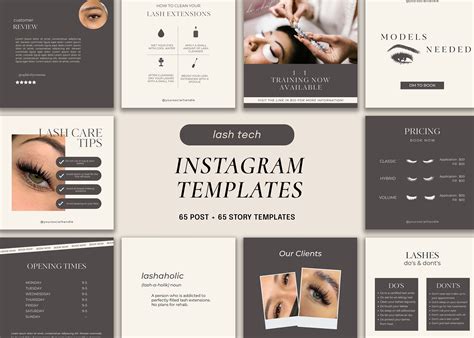 130 Lash Tech Instagram Post Templates Lash Artist Content Lash