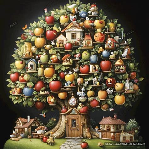 Ai创作图创意水果树 满树大苹果 糖果屋糖果树 苹果园美陈 卡通苹果树 苹果树插画 五彩缤纷水果树 立体果园 果园美陈 手绘苹果树 果实累累的苹果树 丰收树上水果 Lowpoly苹果 比比谁的
