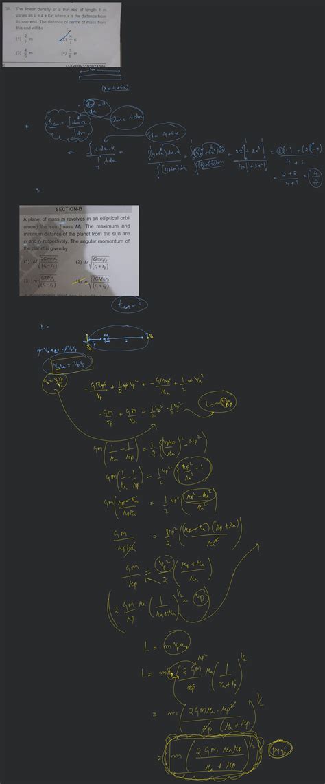Q5 The Linear Density Of A Thin Rod Of Length 1 M Varies As λ 1 2x Wh