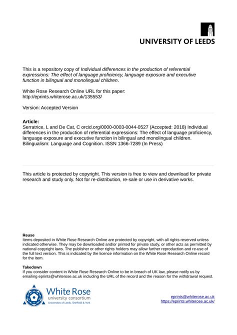 Pdf Individual Differences In The Production Of Referential Expressions The Effect Of