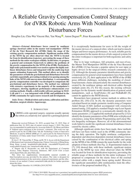 Pdf A Reliable Gravity Compensation Control Strategy For Dvrk Robotic